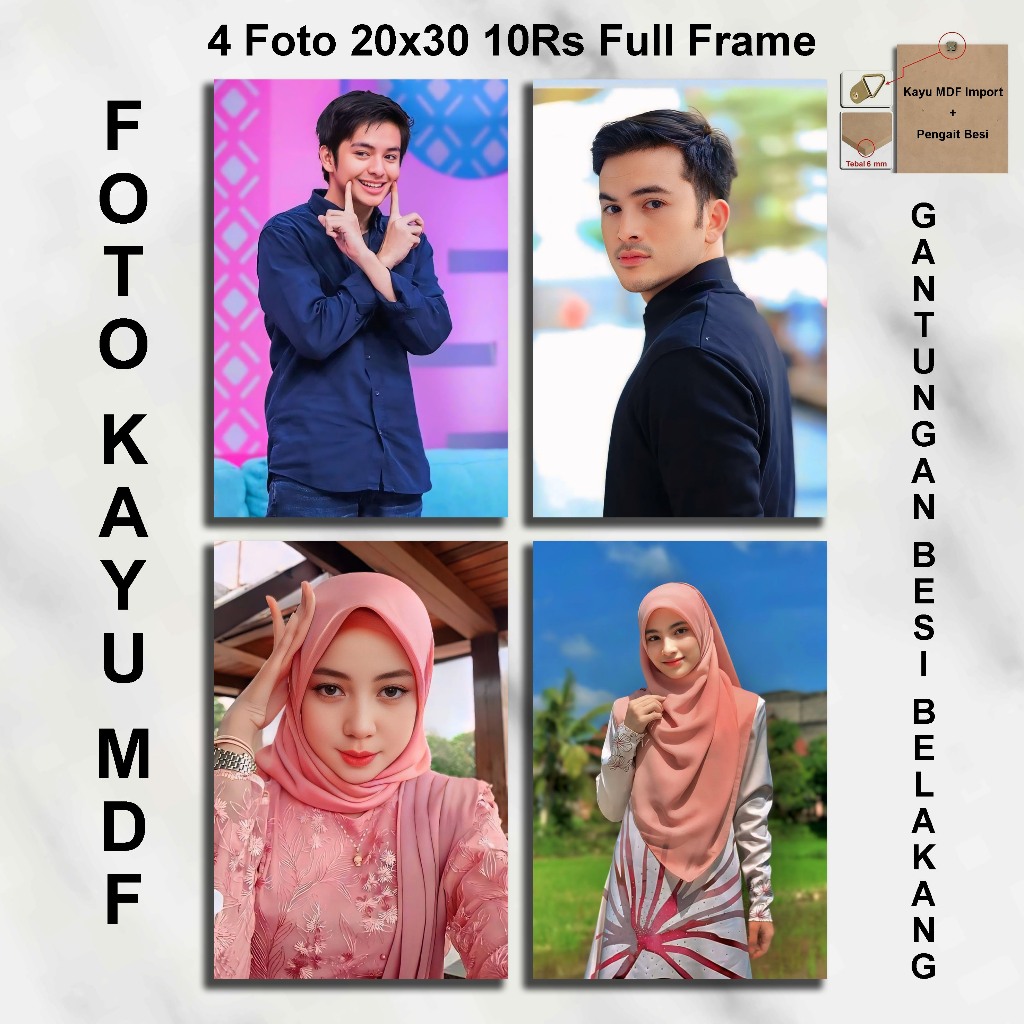 KAYU Photo PRINTING 4 PCS FULL FRAME SIZE 20 X 30 CM + ANTI FADE ANTI ...