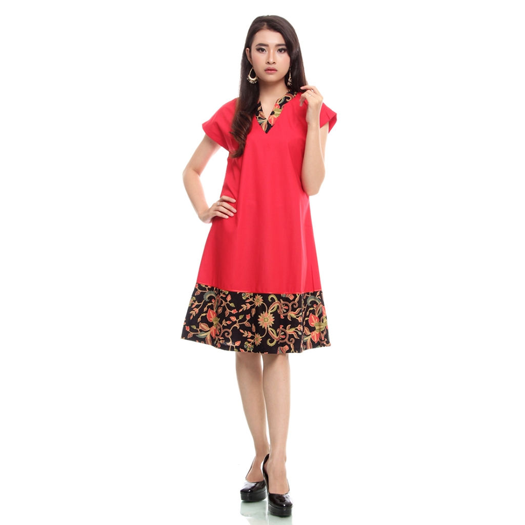 Batik Dress - Putri Jelita - Short Sleeve Batik Tricot Dress 036 ...