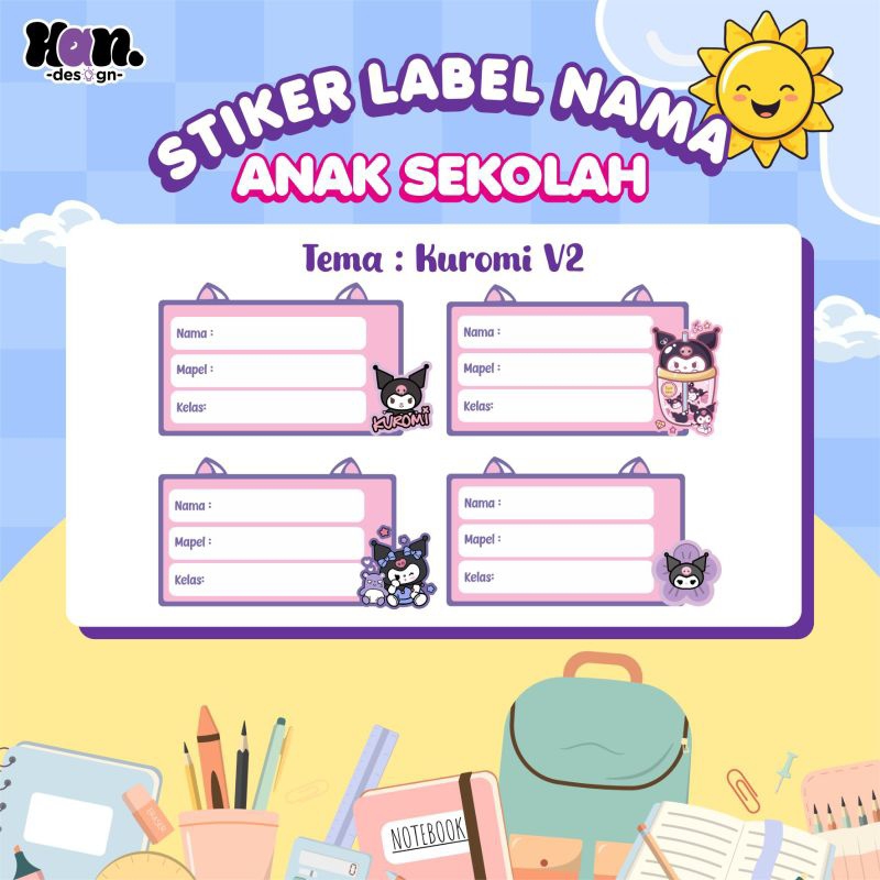Kuromi TEXTBOOK LABEL CONTAINS 40 FREE STICKERS | Shopee Singapore