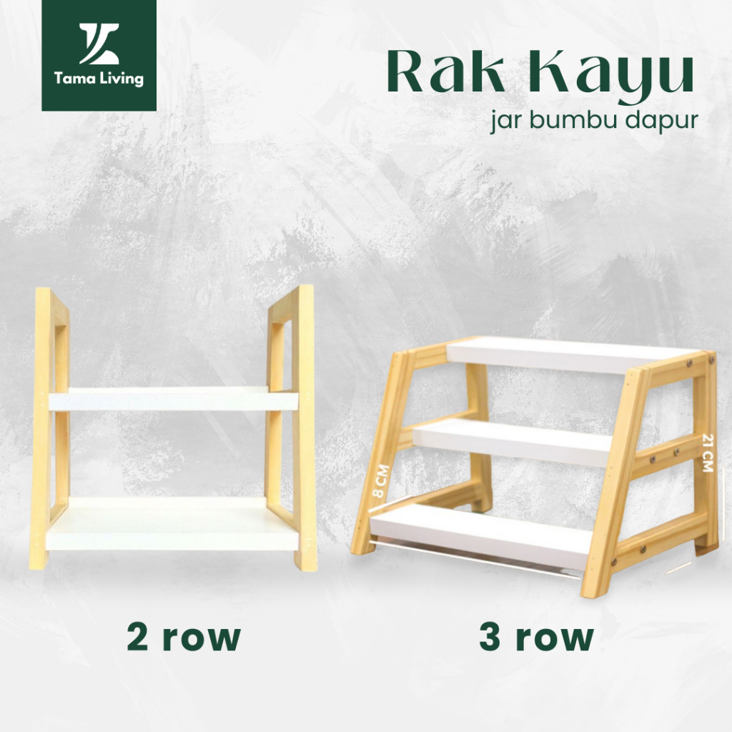 KAYU Tama LIVING Aesthetic Kitchen Spice Jar Wooden Rack Aesthetic ...