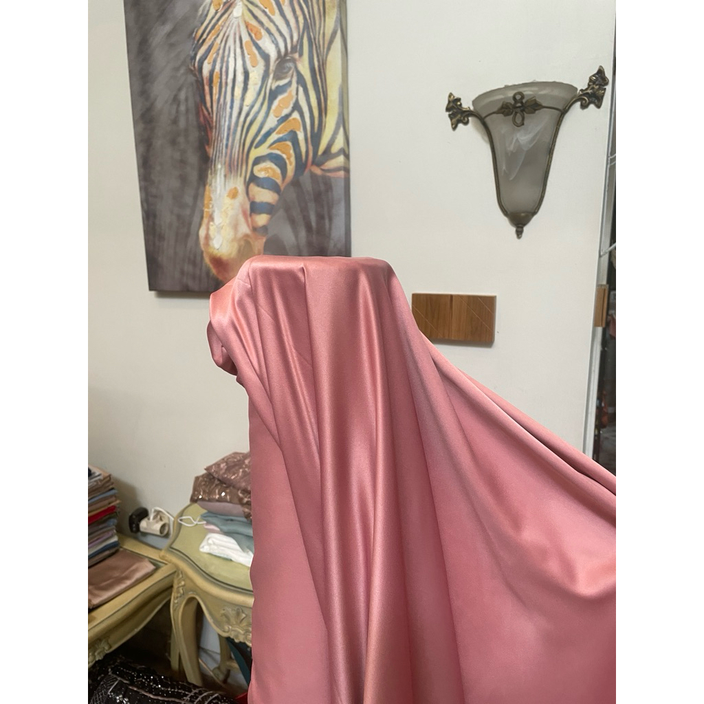 Premium Velvet Satin Fabric in Dusty Pink, Uniform Material, Lining ...