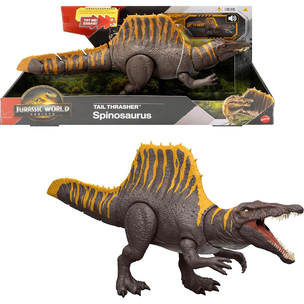 Mattel Jurassic World Rebirth Dinosaur Toy, Tail Thrasher Spinosaurus ...