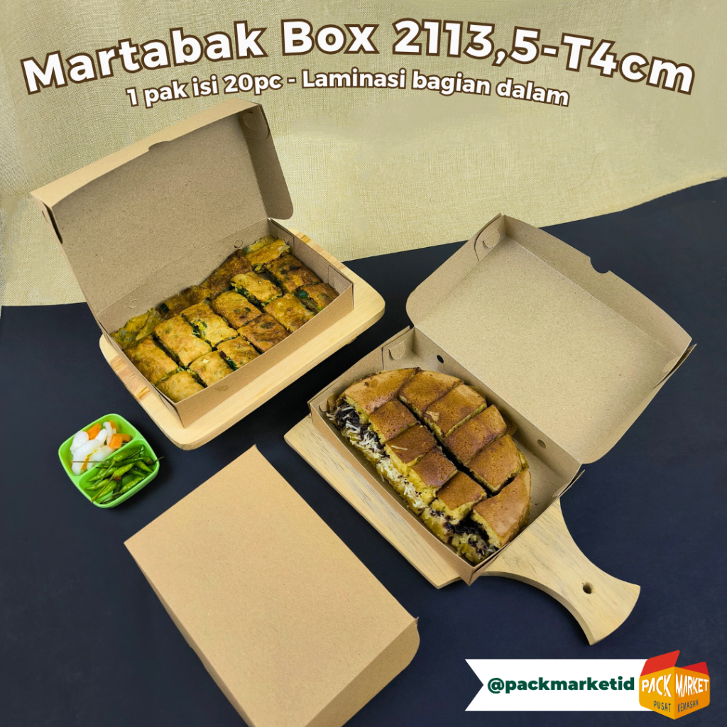 Martabak Box 21x13,5xT4cm - Lamination - Ready to use Food Box - 1 pack ...