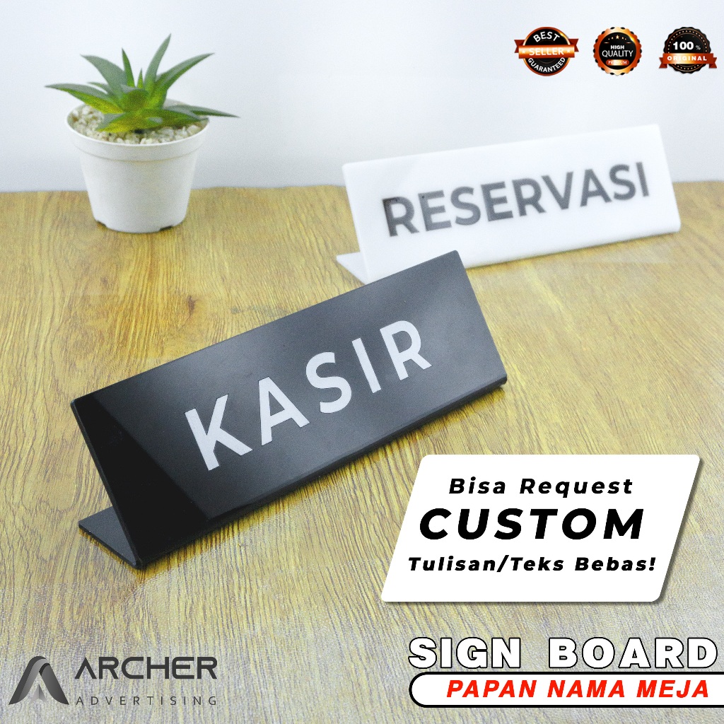 SIGN BOARD CUSTOM ACRYLIC RESERVED CASHIER DESK NAME PLATE TYPE L ...
