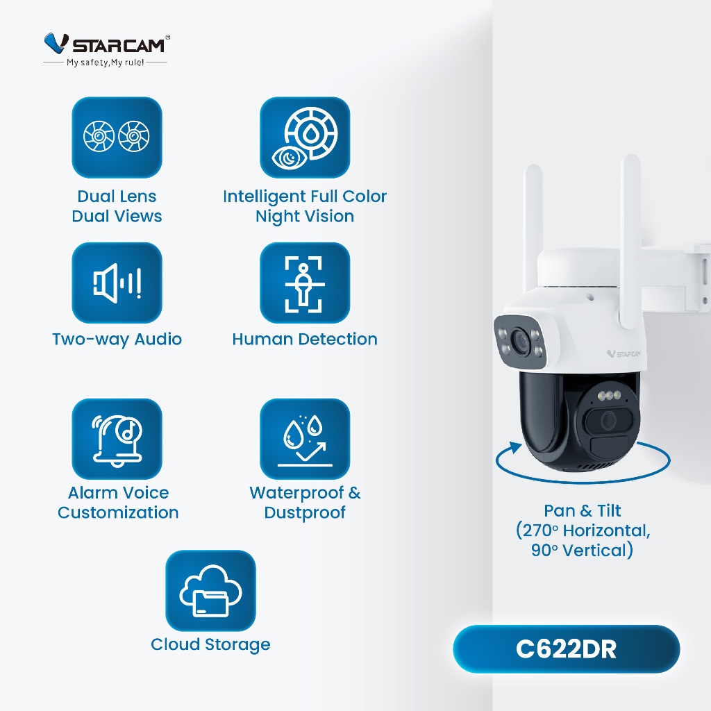 VStarcam C622DR Outdoor CCTV Camera Rotate & Weatherproof with Dual ...
