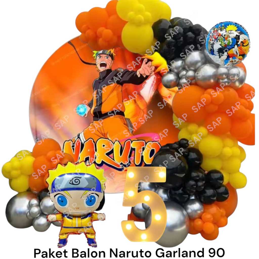 NARUTO 90P GARLAND Balloon Package / Naruto Birthday Decoration ...