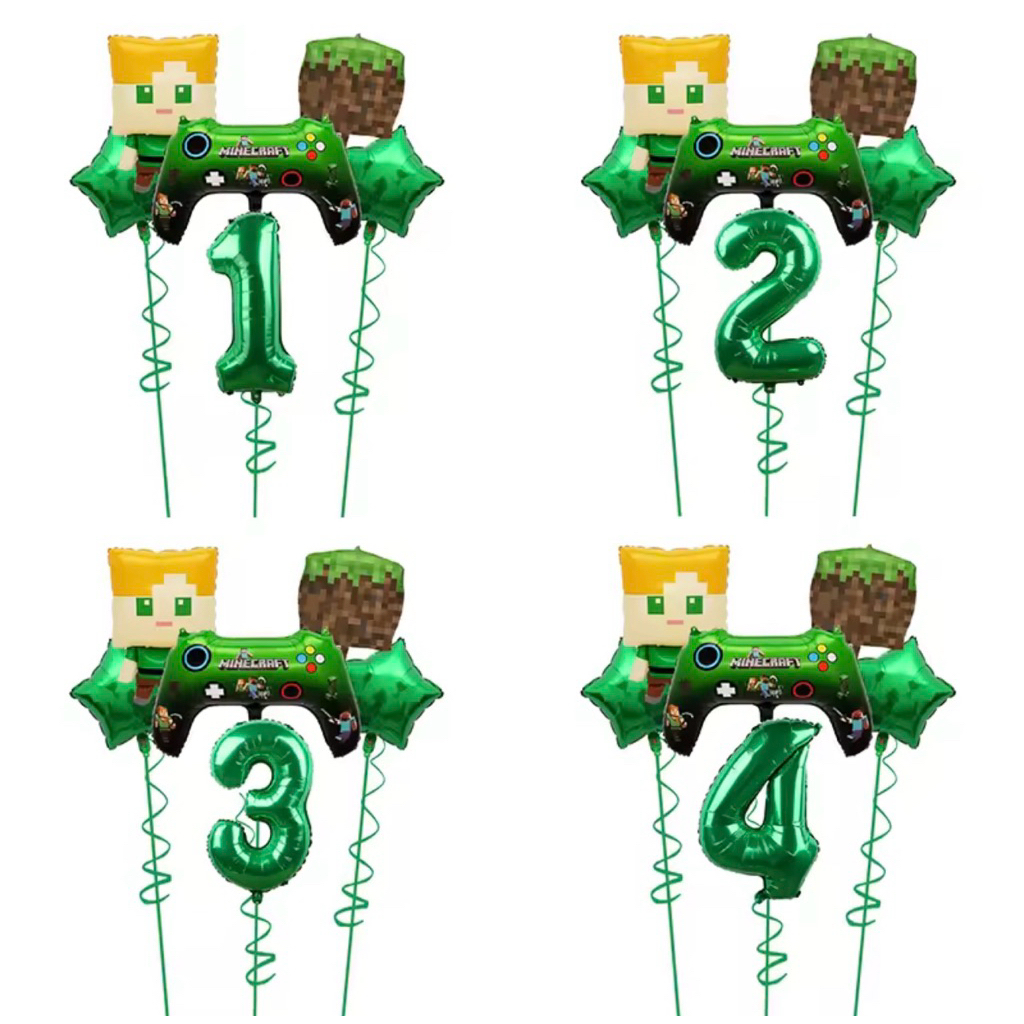 HIJAU MINECRAFT JOYSTICK CUBE BALLOON PACKAGE GREEN NUMBERS 80cm ...