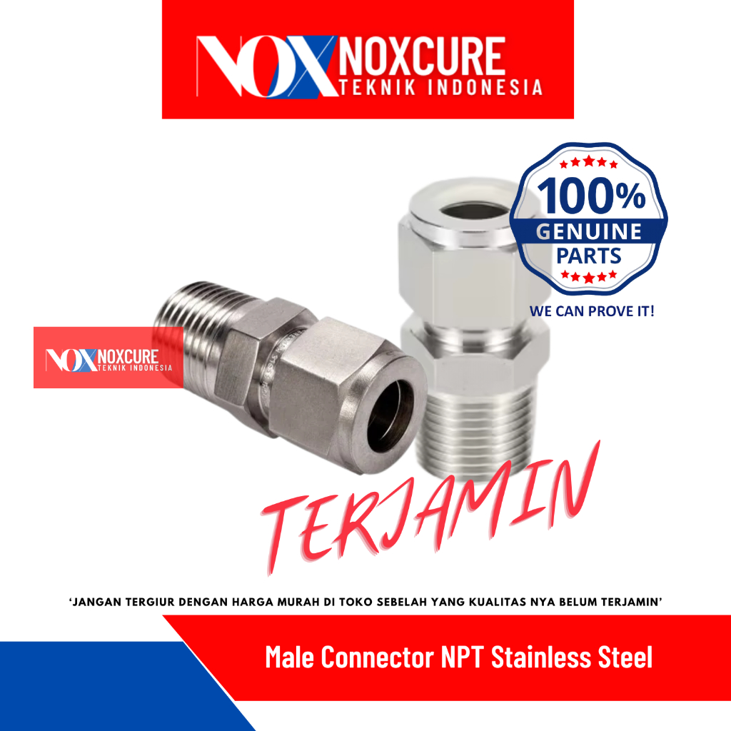 1/2 x 1/4 Male Connector Tube OD 1/2" x 1/4" Inch NPT Stainless Steel ...