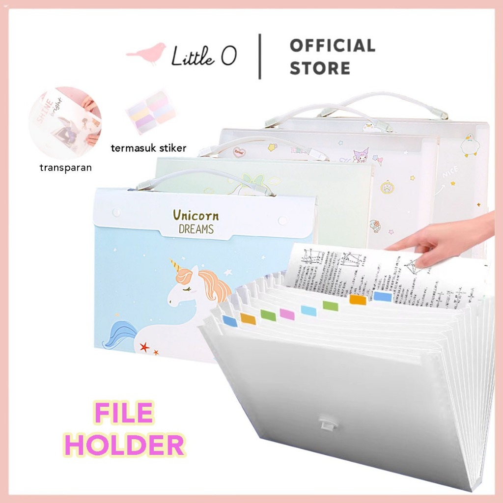 LITTLE O Premium File Holder Bag Folder Transparent Divider Character ...