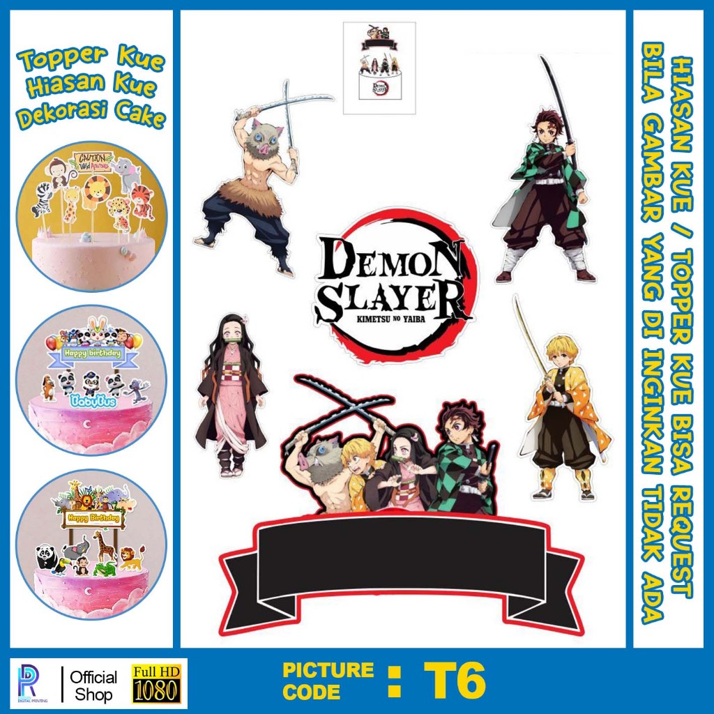 DEMON SLAYER CAKE TOPER / DEMON SLAYER CHARACTER CAKE TOPPER / HAPPY ...