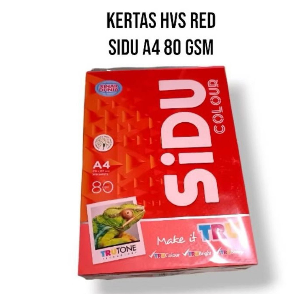 MERAH SIDU A4 HVS PAPER 80GSM RED (1 RIM CONTAINS 500 SHEETS) | Shopee ...