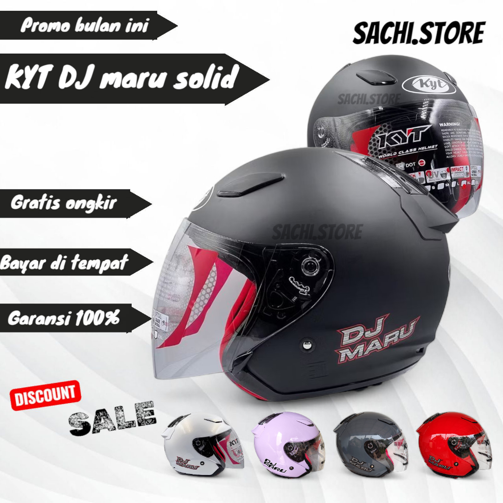 KYT DJ MARU SOLID ORIGINAL HALF FACE HELMET | READY SIZE JUMBO XXL all ...