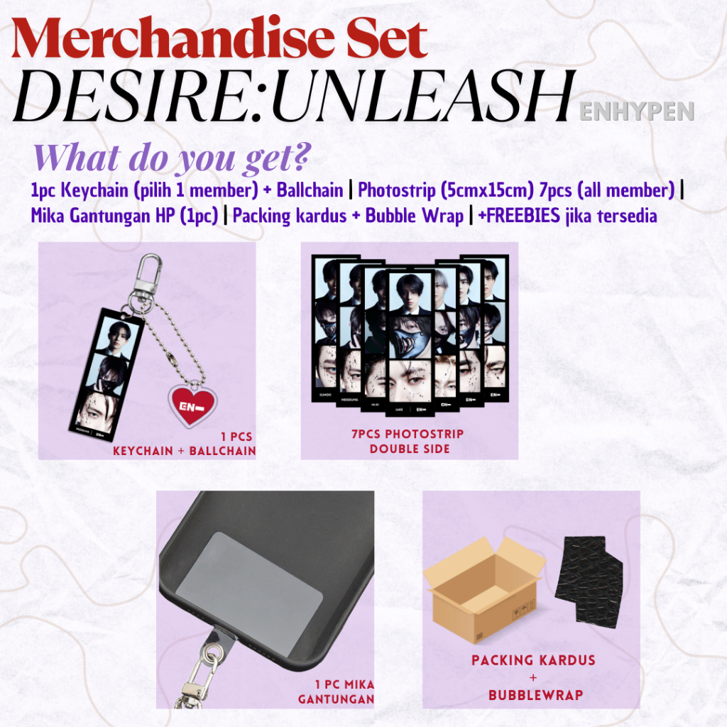 ENHYPEN DESIRE:UNLEASH MERCHANDISE KIT KEYCHAIN BAG CHARM PHONE CHARM ...