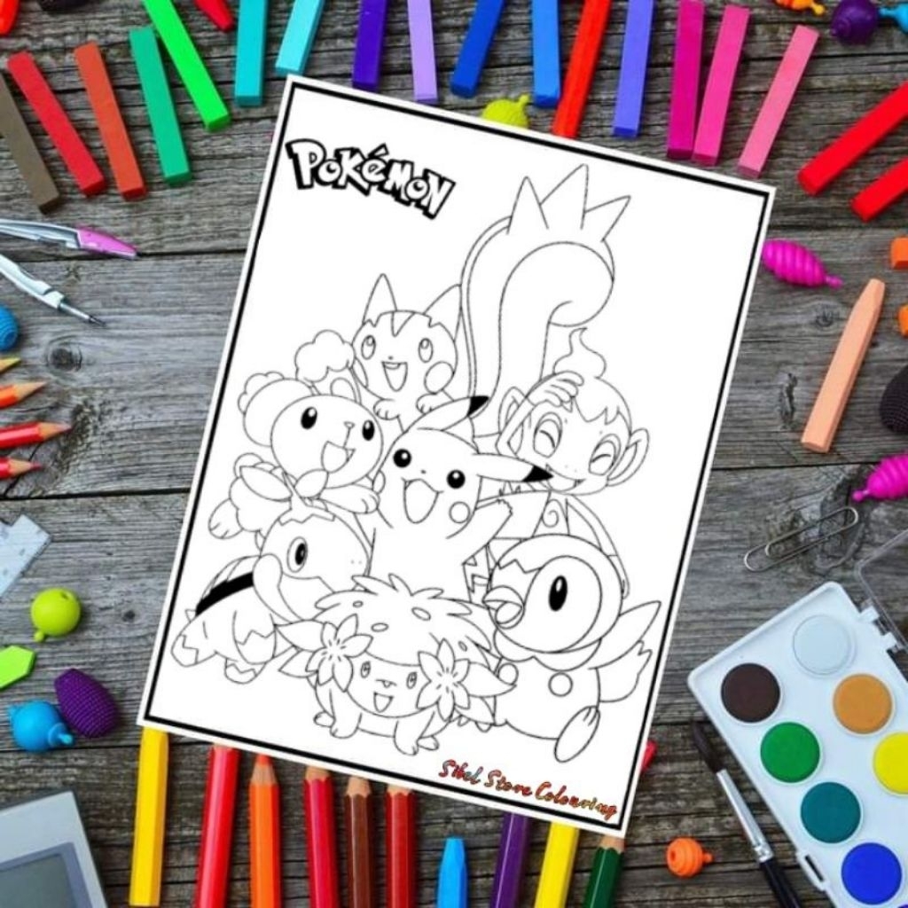 Pokemon Theme Children's Coloring Paper 01 (10 Pictures) / 160Gsm Thick ...