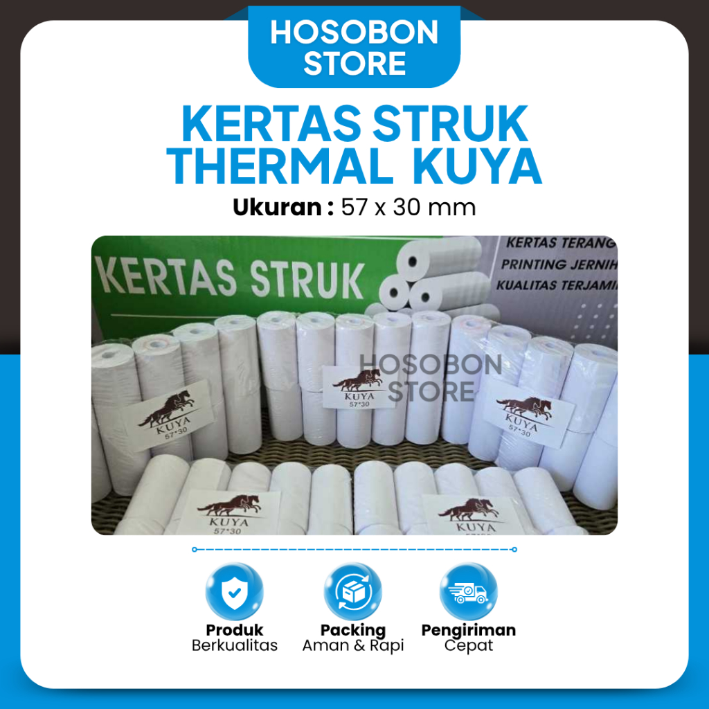 Kuya Thermal Receipt Paper Without Ink Paper Roll Size 57x30 | Shopee ...