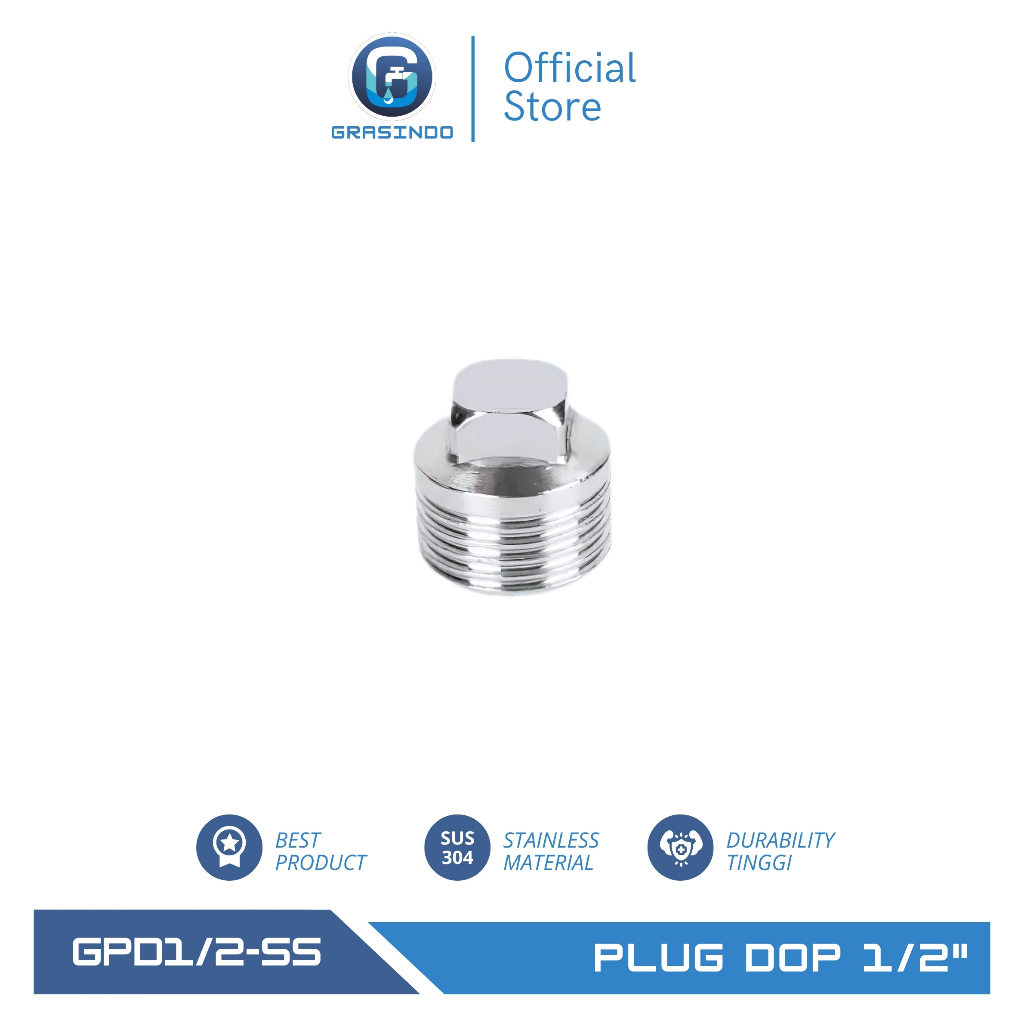 GIG Plug Dop Stainless SUS304 Outer Thread 1/2 Inch / Cap Napel Plug ...