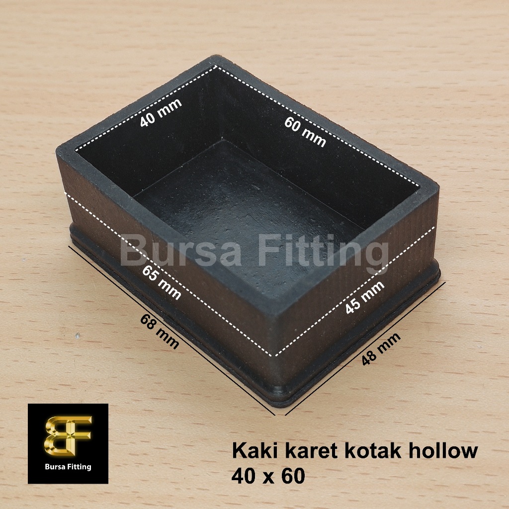 40 x 60 square rubber feet / table and chair legs / hollow rubber ...
