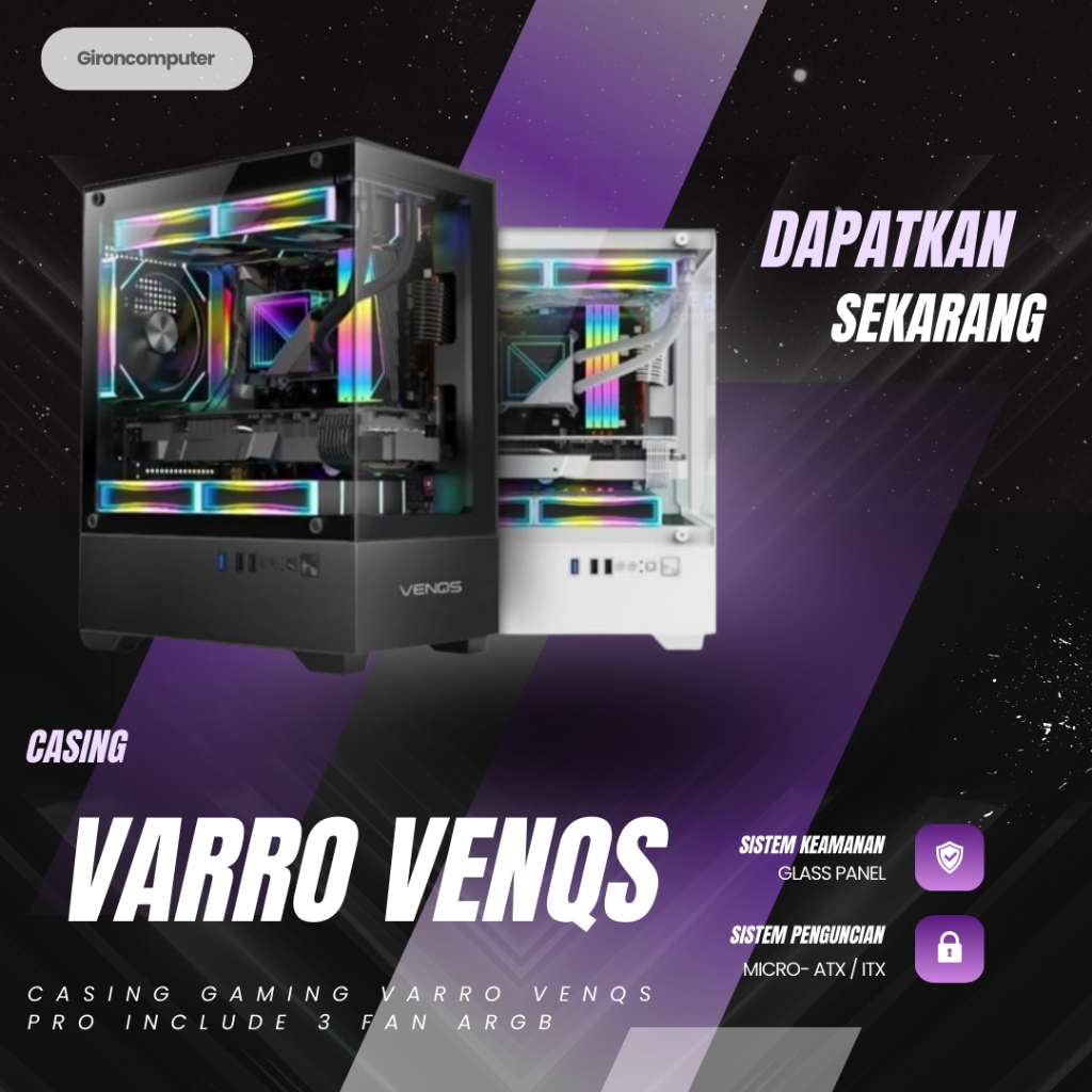 VARRO VENQS PRO GAMING CASE INCLUDES 3 ARGB FANS | Shopee Singapore