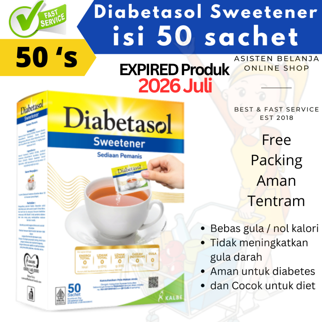 Contents: 50 sachets of Diabetasol sugar sachet Sweetener to replace ...