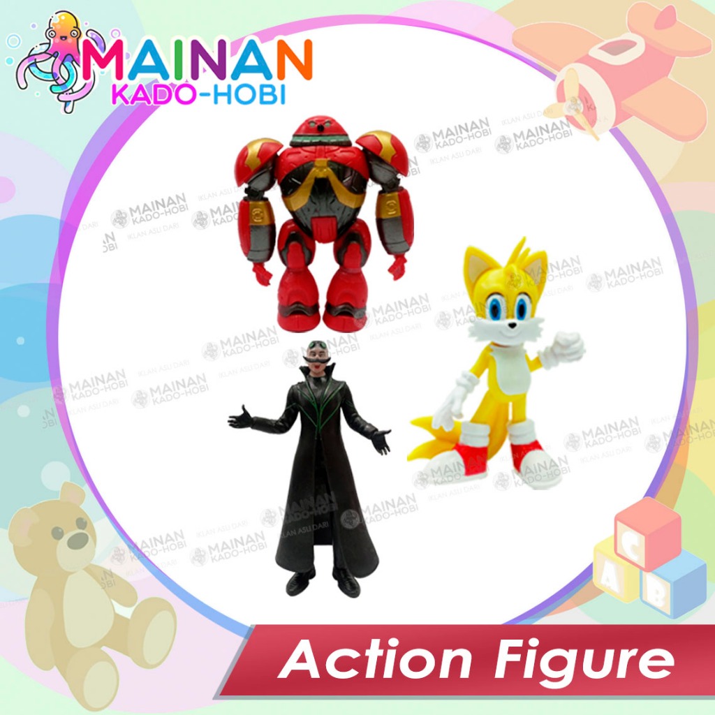 CHILDREN'S TOY BIRTHDAY CAKE TOPPER ACTION FIGURE SONIC TAILS DR EGGMAN ...