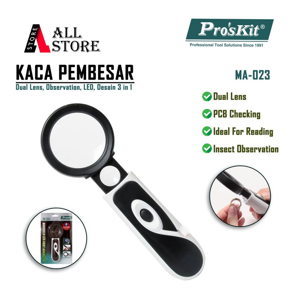 PROSKIT MA-023 MAGNIFYING GLASS - 3.5/20X Handheld LED Light Magnifier ...