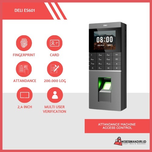 MESIN Deli ES601 Fingerprint Attendance Access Control Machine USB ...