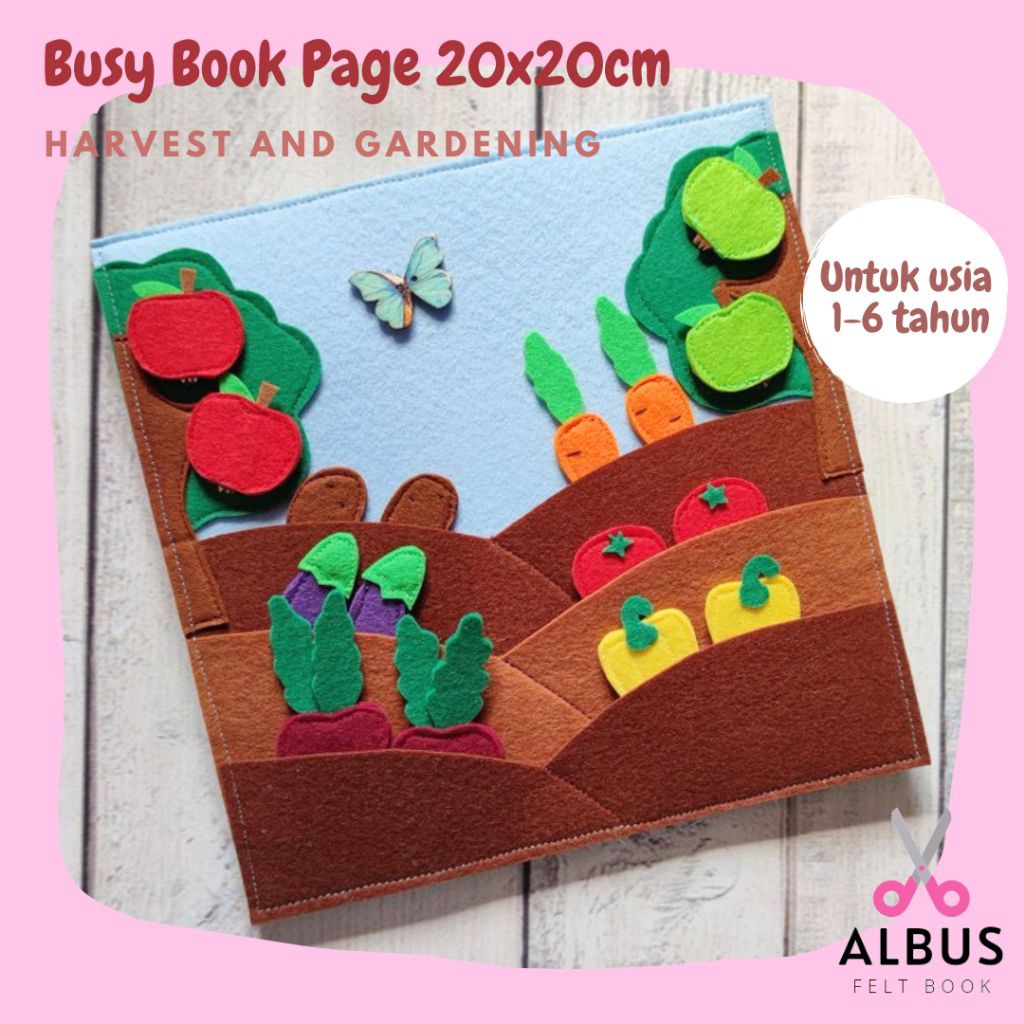 Busy Book Page 20x20cm Gardening Custom Busy Book Quiet Book Page ...