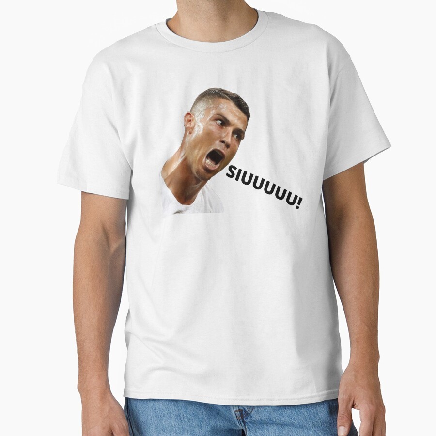 Cristiano Ronaldo Siuuu Meme Classic T-Shirt Unisex Round Neck T-Shirt ...