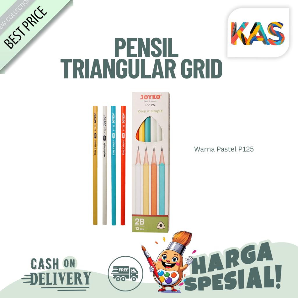 JOYKO Triangular Grid 2B Pencil Pastel Color JK-P-125 Pencil 2B (Dozens ...