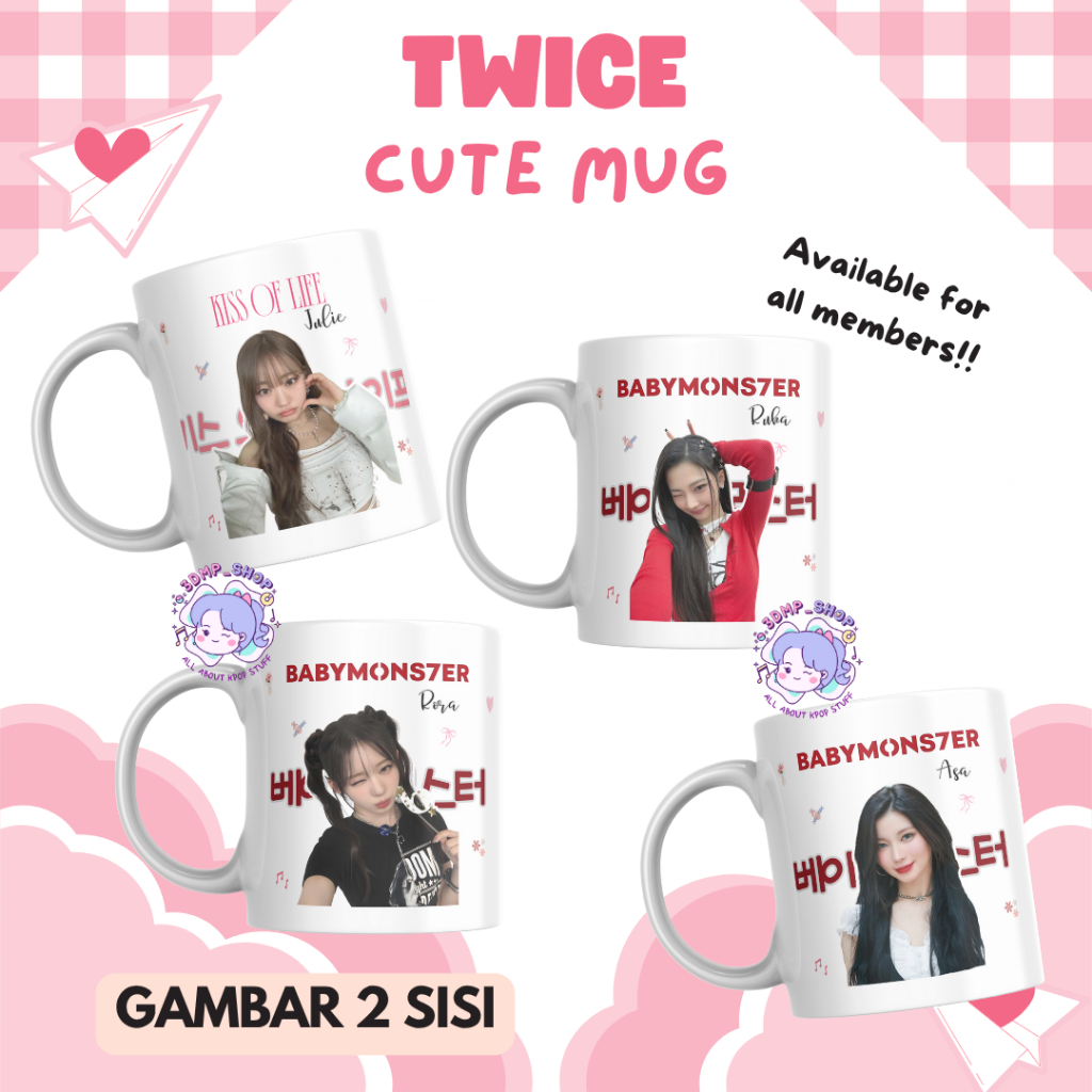 [PLEASE ADD BUBLE WRAP] MUG GLASS CUP Twice Chaeyoung JeongYeon Mina ...