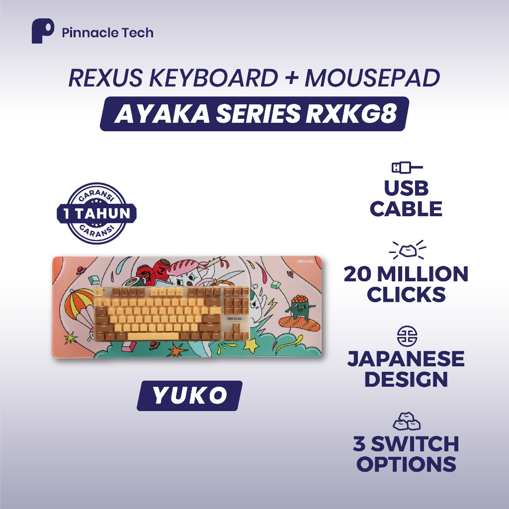 Rexus Ayaka TKL Yuko RX-KG8 Gaming Keyboard + Large Anime Mousepad ...