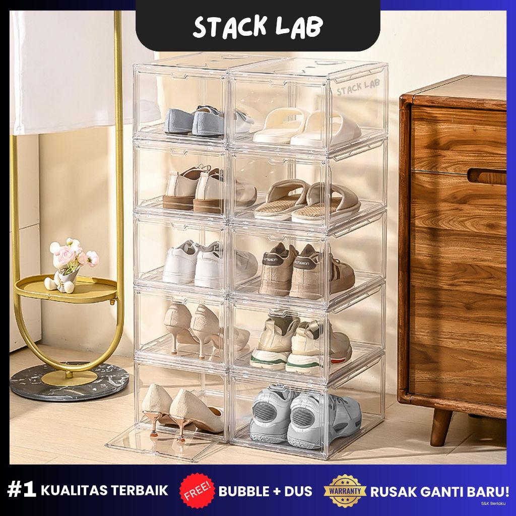 STACK LAB - Transparent Acrylic Shoe Box Display Box Front Open ...