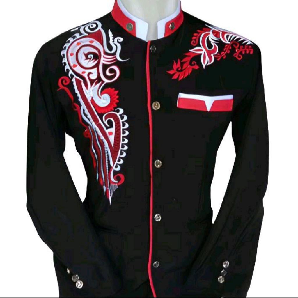MERAH The newest embroidered Jasko shirt with various motifs, hitem ...