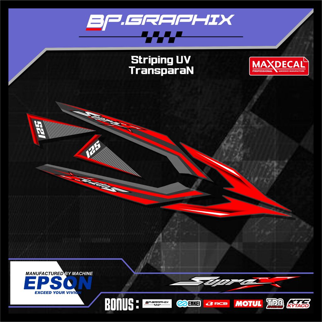 Maxdecal Transparent UV Striping Supra X 125 R 2007-2014 Already Cut ...