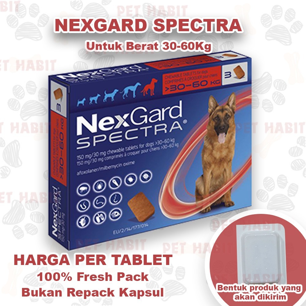 NexGard SPECTRA Dog XL 30-60KG Effective Anti-Flea, Mite, and Worm ...