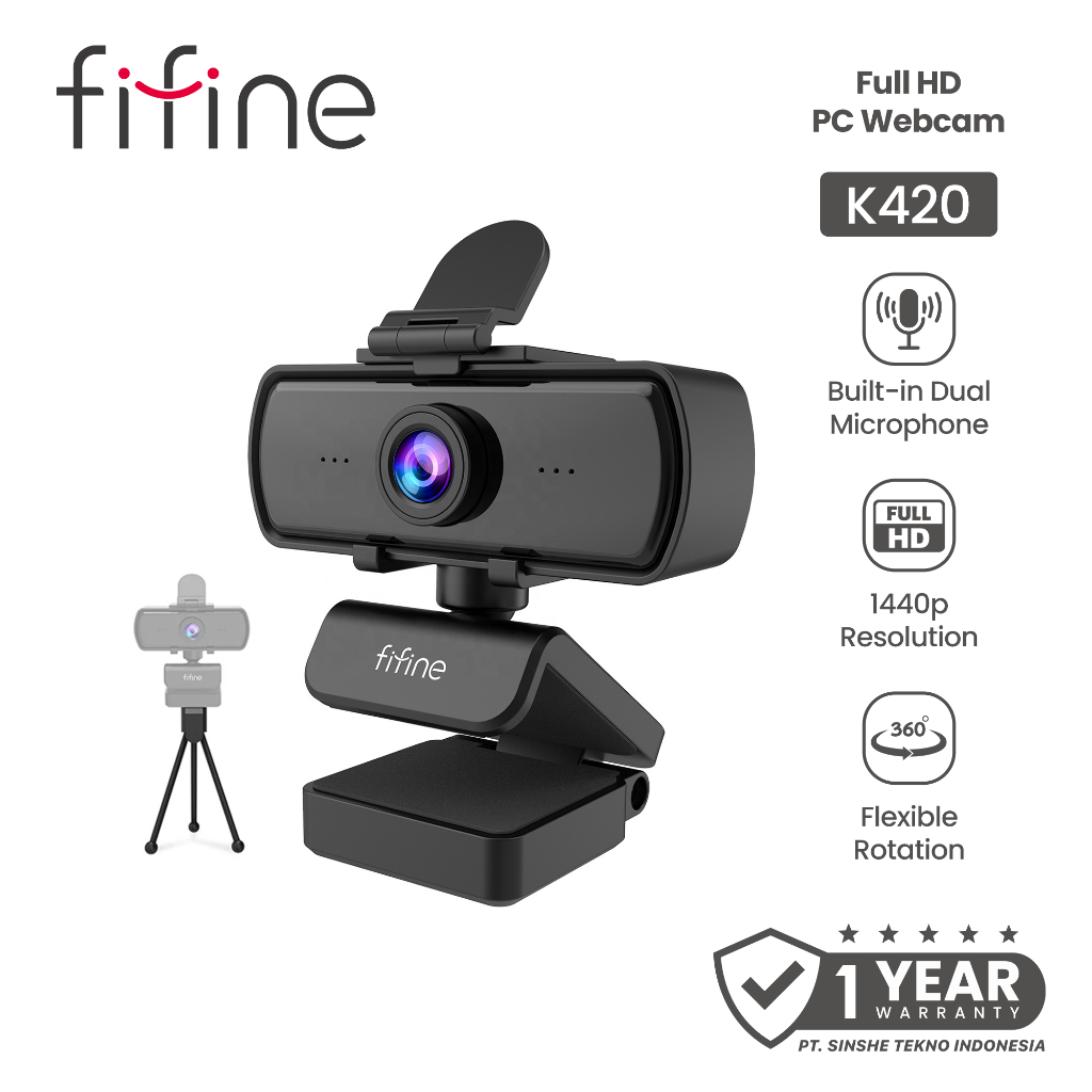 FIFINE K420 1440P 2K 4MP Full HD Webcam USB Laptop Streaming with Noise ...