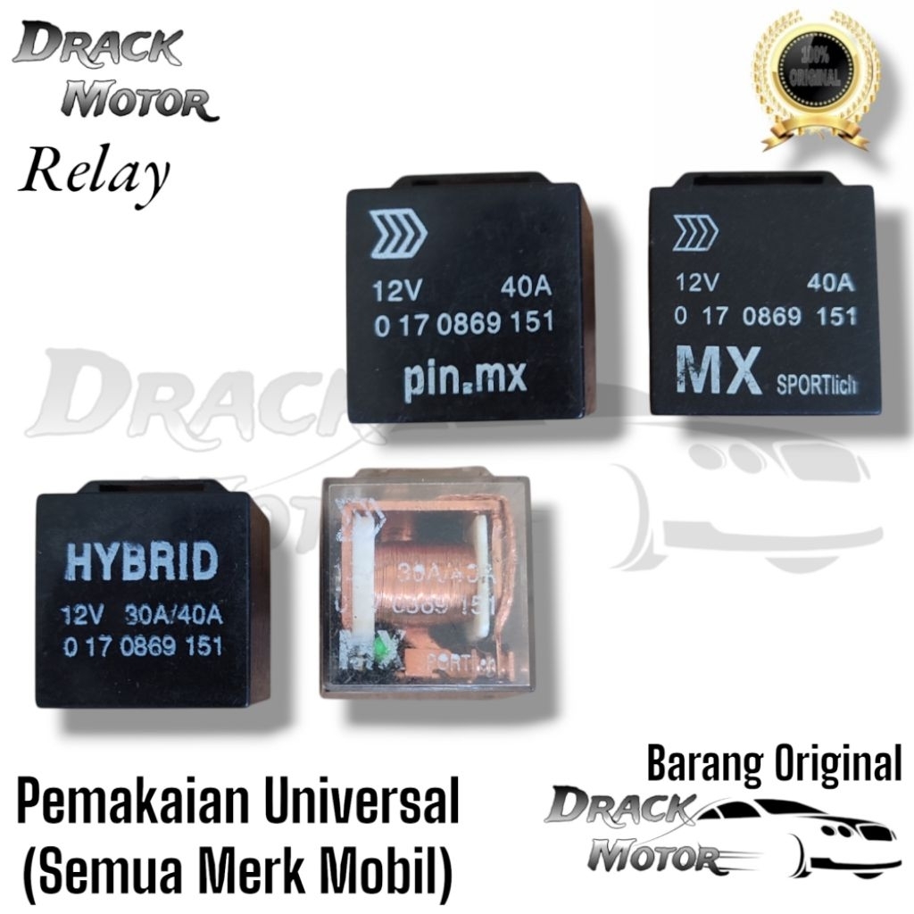 BLACK HYBRID RELAY 5 LEGS - 5 Pin CURRENT BREAKER 12V 30A/40A ORIGINAL ...