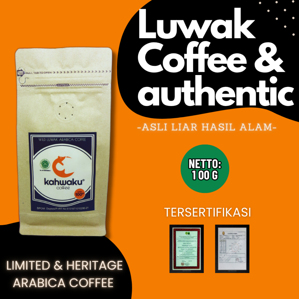 Original Wild Luwak Coffee, Arabica Gayo 100g – Roasted/Powder Premium ...
