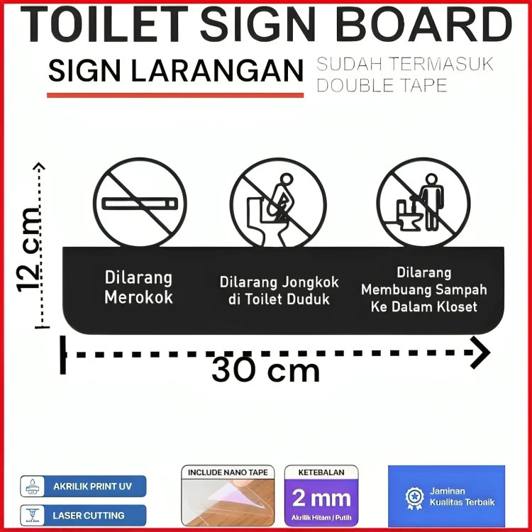 Acrylic toilet signboard Hollow UV Print 3D embossed quality toilet ...