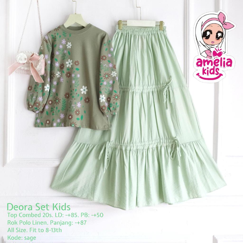 Deora's 8-13 year old girl's skirt suit set ori amelia kids | Shopee ...