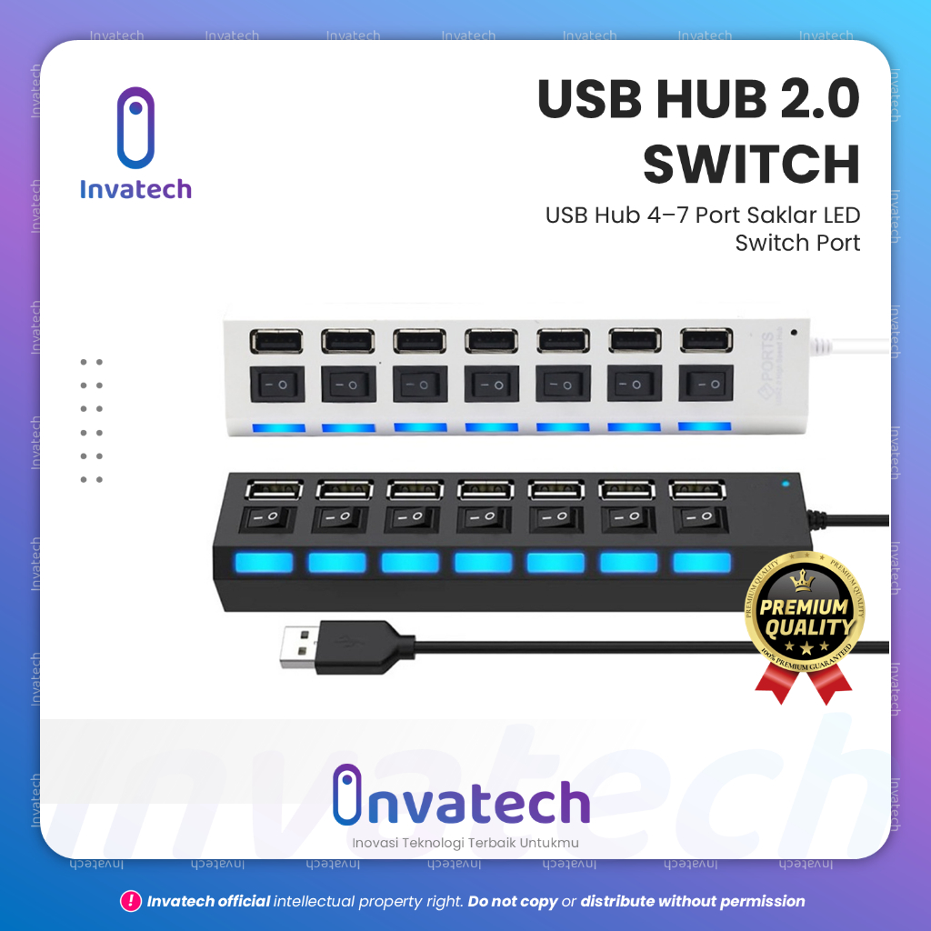 USB Hub 4–7 Ports with LED Light ON OFF Switch – Switch Charger ...