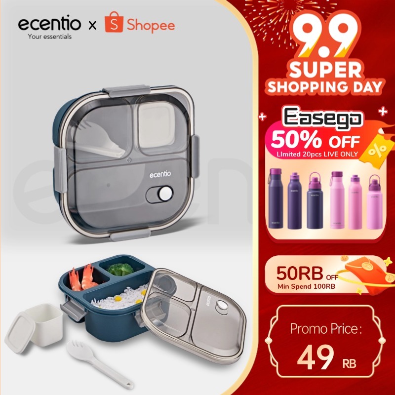 Ecentio anti-spill lunch box 3 grid 1100ml Lunch box anti-spill lunch ...