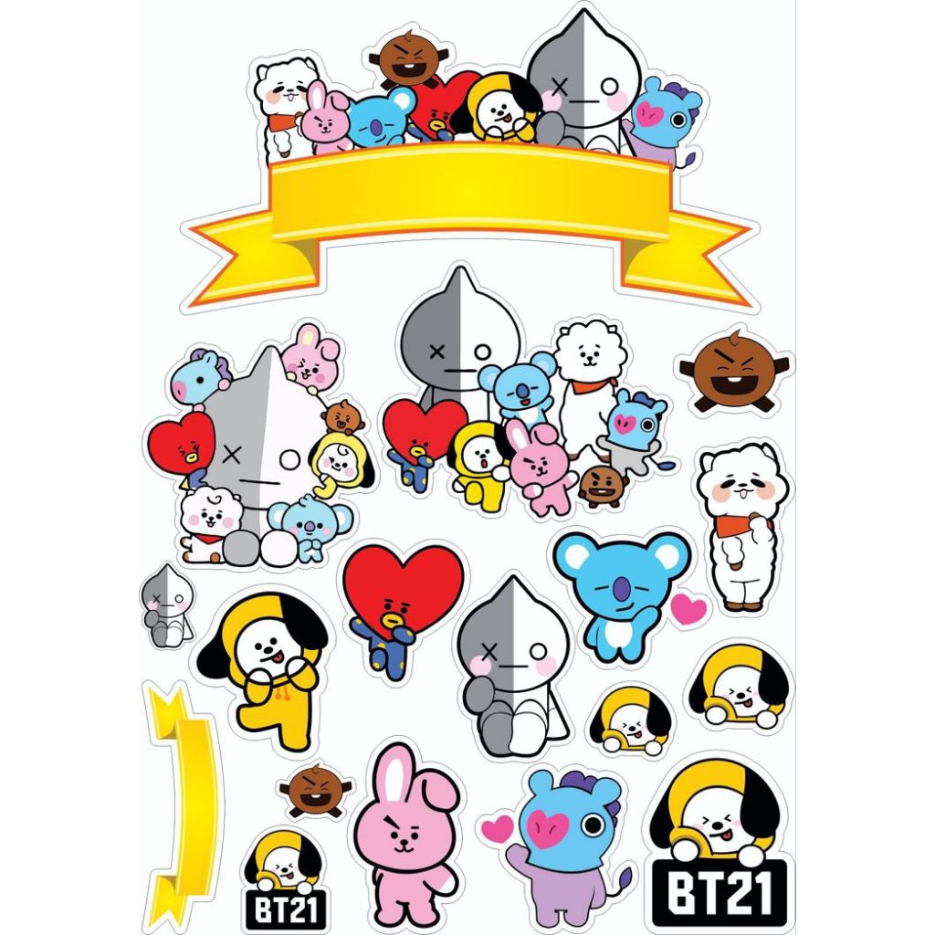 BT21 Jumbo A4 Topper / Happy Birthday Cake Topper / Birthday Cake ...