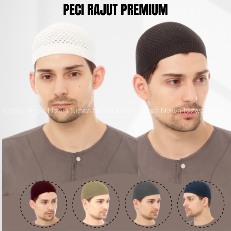 Nizwa Official - Hajj and Umrah Cap - Adult Knitted Cap - White Knitted ...