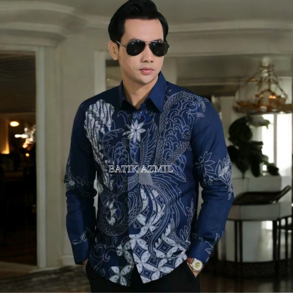 KEMEJA Modern Men's Batik Shirt Long Sleeve Casual Fashionable Regular ...