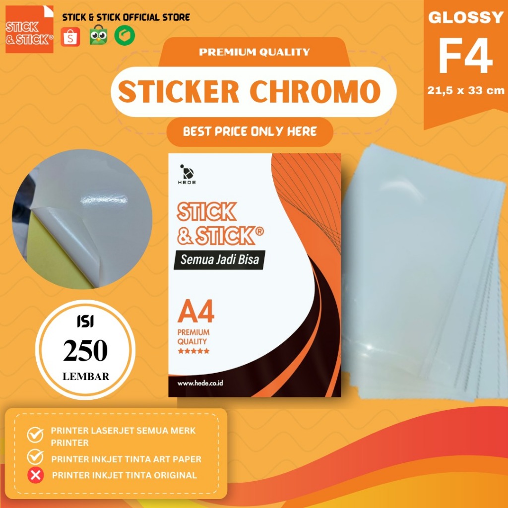 F4 FOLIO STICKER CHROMO GLOSSY CONTENTS 250 LBR Product Label/, Custom ...