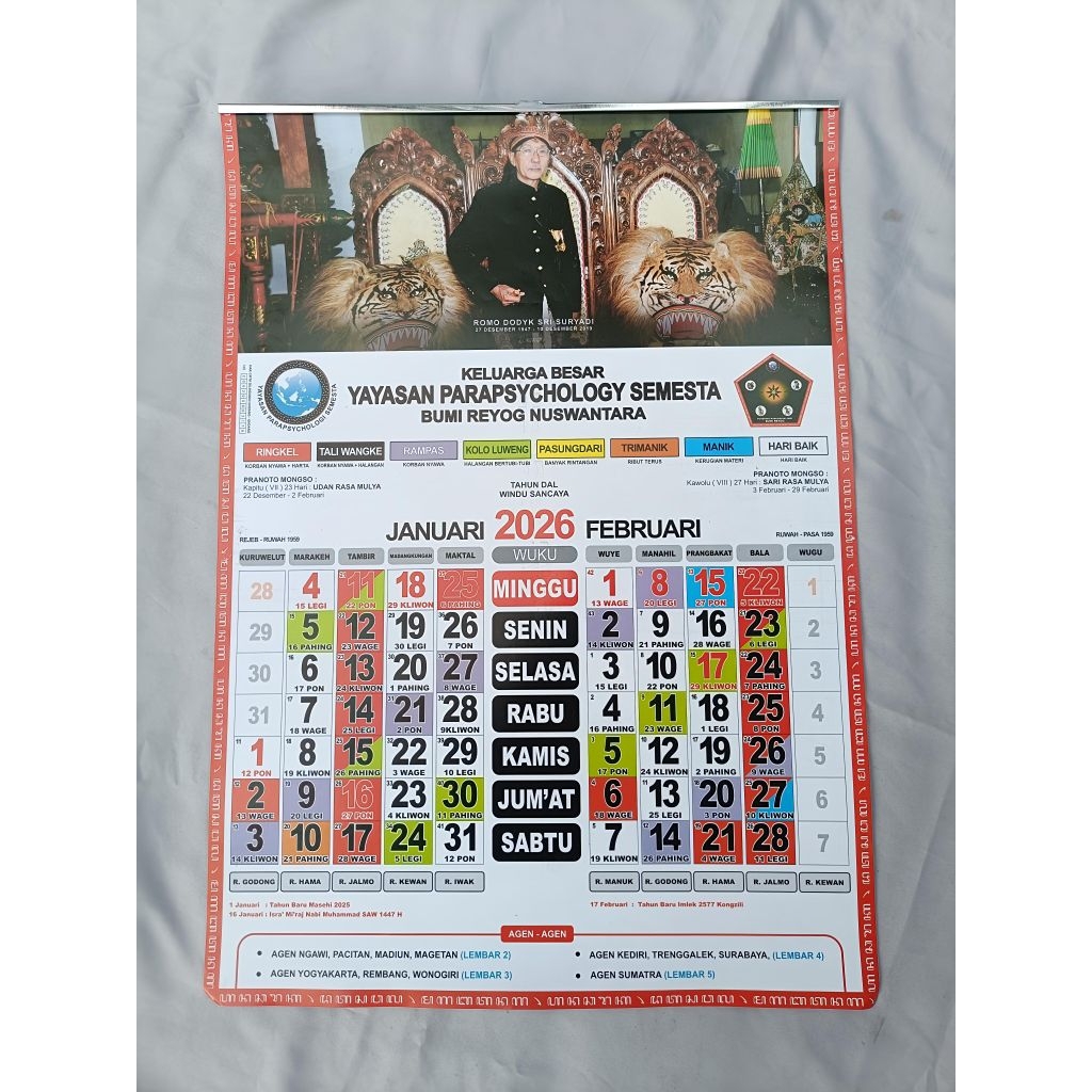 2026 Calendar: Javanese Calendar 2026 Universal Parapsychology Foundation / Kejawen Calendar YPS ...