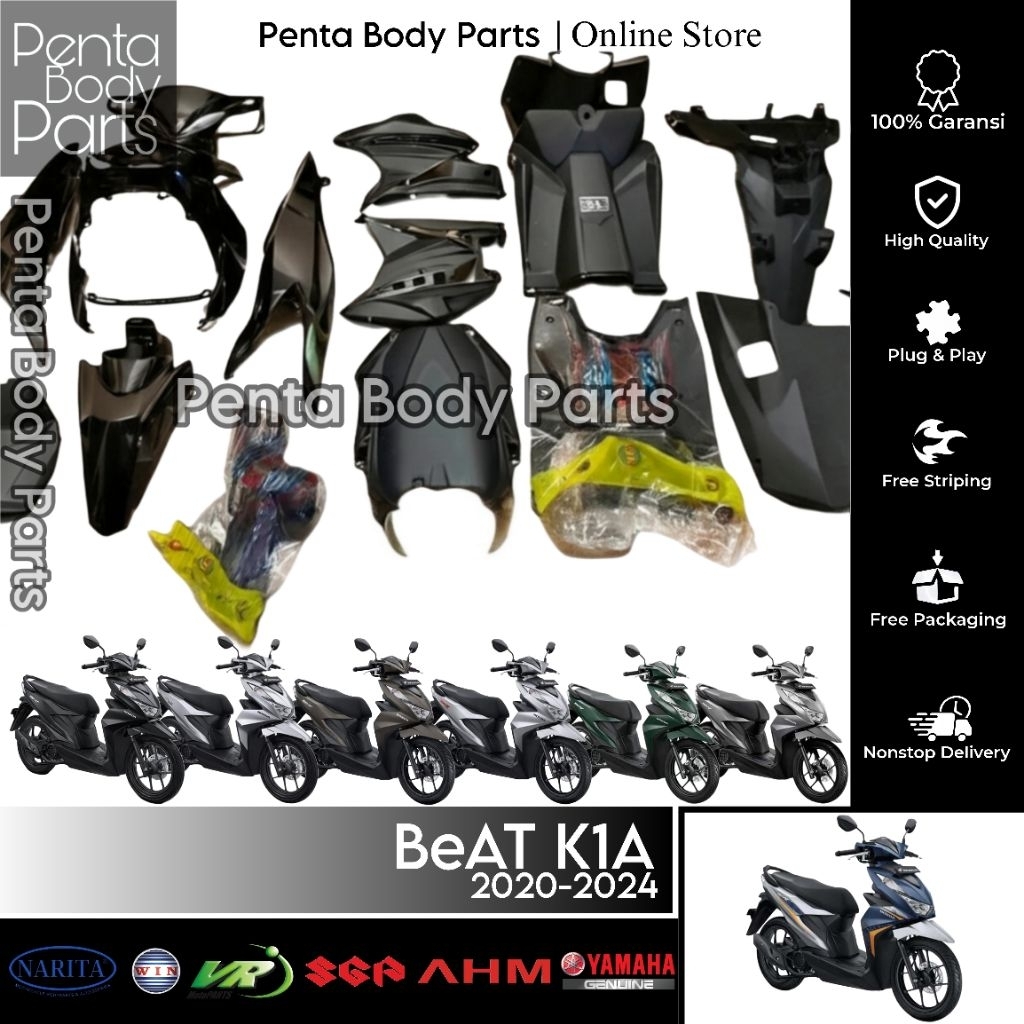 HIJAU Full Set Rough and Smooth Body Cover K1ABEAT - Full Set Honda ...