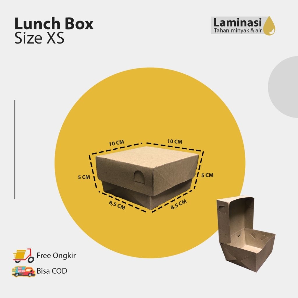 Lunch Box Paper|Lunch Box|Size Xs|Contents 50 pcs|Kraft Paper Lunch Box ...