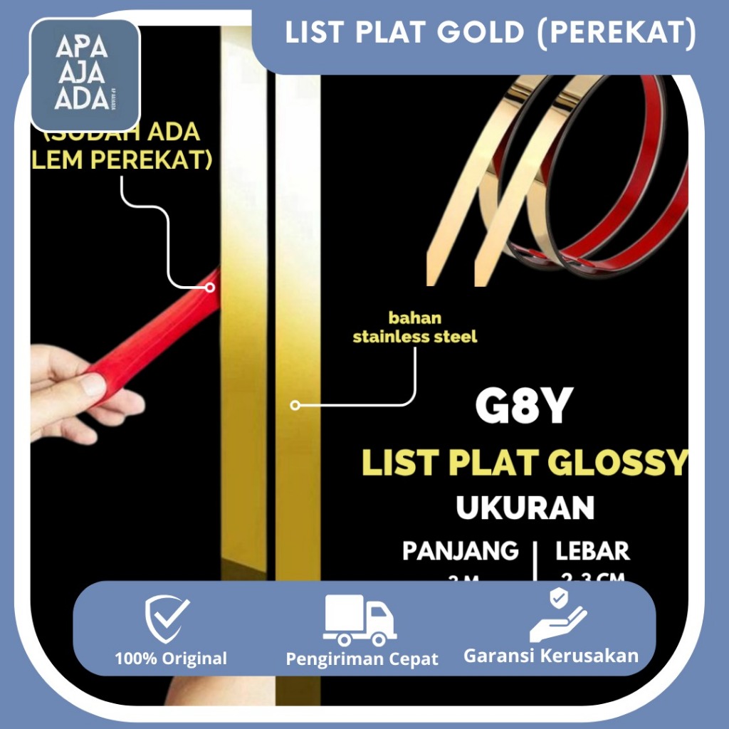 GOLD PLATE LIST Size 2CM & 3CM Wide Long/ 3m (INCLUDES ADHESIVE ...